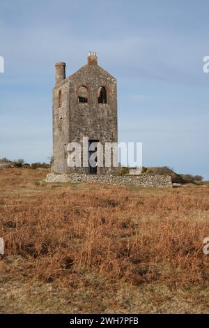 A disused copper mine at the Minions on Bodmin Moor in Cornwall in the ...