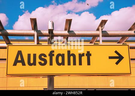 German autobahn motorway exit sign, Ausfahrt, Germany Europe Stock ...