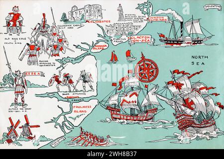 Kent and Essex. 1935 – A pictorial map of the River Thames by Helen ...