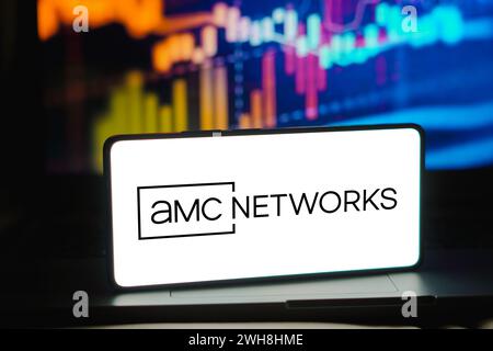 In this photo illustration, the AMC Networks logo is displayed on a ...
