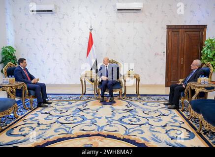 Yemeni President Rashad Mohammed Al-Alimi, Chairman of the Presidential ...