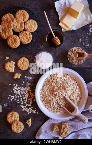 Traditional Australian Anzac biscuits made from rolled oats, coconut ...