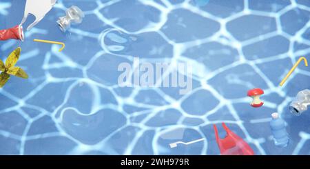 3d Recyclable waste on beige background. waste management recycling ...