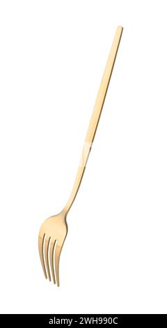 One shiny golden fork isolated on white Stock Photo - Alamy