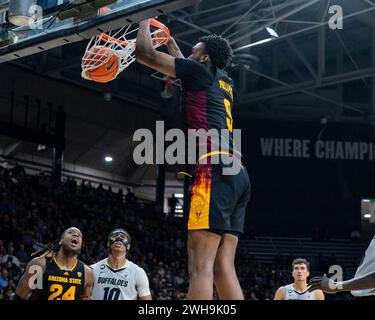 Arizona State guard Jamiya Neal (5) shoots over Colorado guard Javon ...