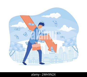 Economic crisis icon set in glyph style. Financial problems, job loss ...