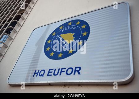 Sarajevo, Bosnia Herzegovina. 07th Feb, 2024. A demonstration at EUFOR ...