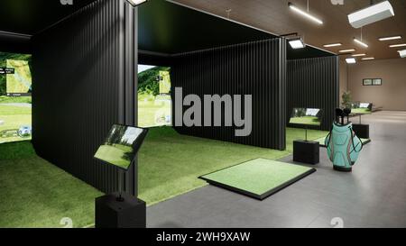 3d rendering Indoor golf simulator Stock Photo - Alamy