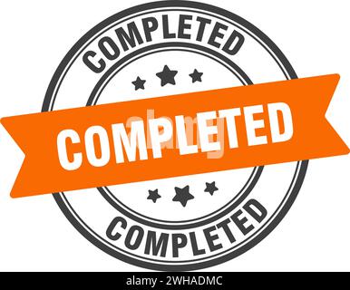 completed ribbon. completed round orange sign. completed Stock Vector ...