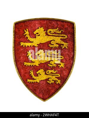Three 3 Lions heraldic shield red gold coat of arms English heraldry ...