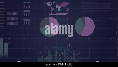 Image of graphs and financial data over grey background Stock Photo - Alamy