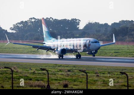 Luxair Boeing 737-8C9 (Reg.: LX-LBA) in the special color scheme ESCH ...