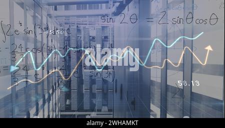 Image of math formulas over servers Stock Photo - Alamy