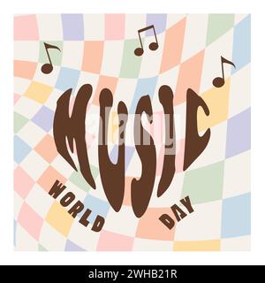 Retro groovy musical note. Vintage hippie cartoon music notes. Hippy ...