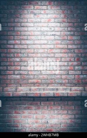 Empty brick wall background with line of green bushes and copy space ...