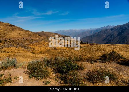 barren plateau at dawn over the Colca Canyon in Arequipa, Peru Stock ...