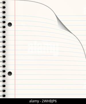 Image of spiral bound lined notebook over scrunched white paper texture ...