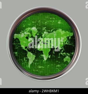 World map radar or sonar Stock Photo - Alamy
