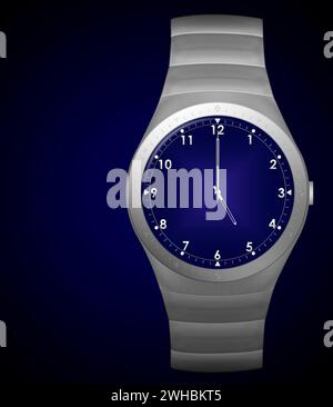 five oclock finish time with wristwatch blue sky watch face Stock Photo ...
