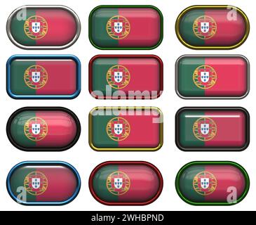 12 buttons of the Flag of Portugal Stock Photo - Alamy