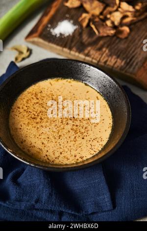 Dried bay leaves on a blue wooden background Stock Photo - Alamy
