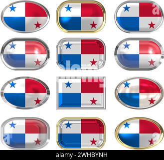 Twelve buttons of the Flag of Panama Stock Photo - Alamy