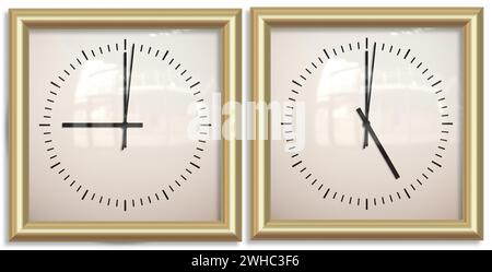 Nine to five two clocks Stock Photo - Alamy