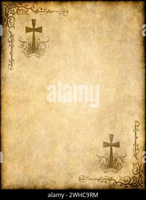 Old parchment paper with cross Stock Photo - Alamy