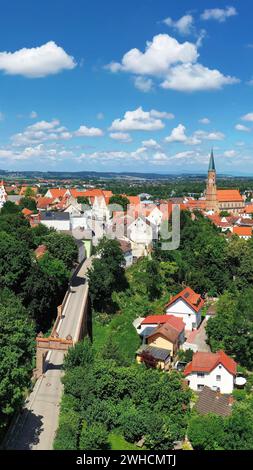 Aerial view of Dingolfing with a view of the historic town centre ...