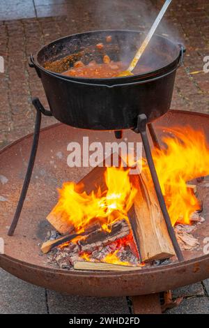 Kettle goulash over a fire Stock Photo - Alamy
