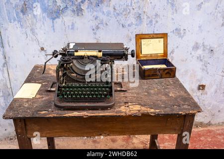 An old typewriter repurposed as a piece of art, on display in ...