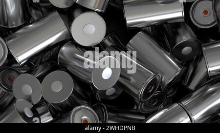 Lithium-ion 4680 Electric Car Batteries waste, accumulator cell ...