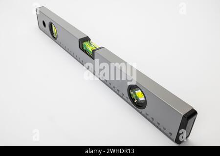 Spirit level, gray, white background Stock Photo - Alamy