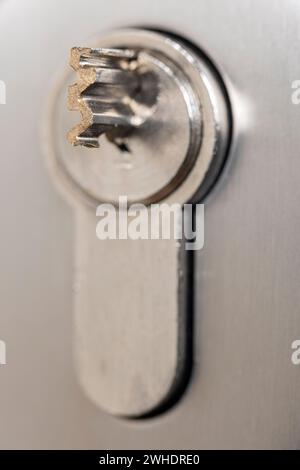 Broken door key, key bit, profile cylinder, white background Stock ...