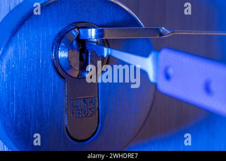 Blue light burglary door Stock Photo - Alamy