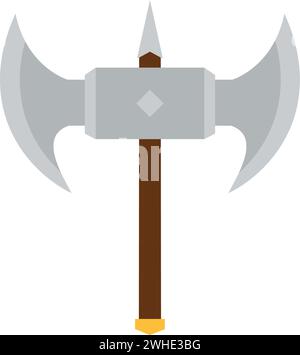 vector black color medieval axe warhammer mace engraving style illustration set white background ...
