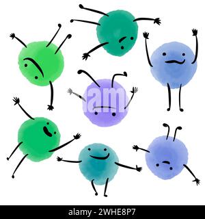 Watercolor aliens illustration set, Cute little monsters clip art, kids ...