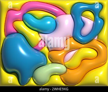 Abstract background with various inflated figures, 3D rendering illustration Stock Photo - Alamy