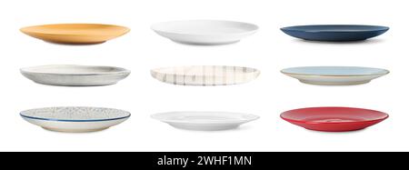 Different clean plates isolated on white, set Stock Photo - Alamy