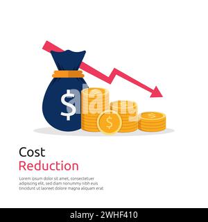 Costs reduction, costs cut, costs optimization business concept ...
