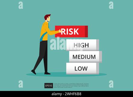 Risk management, control and measurement vector illustration. Cartoon ...