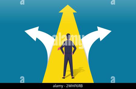 Choosing between 2 choices,confusion concept,businessman thinking with ...
