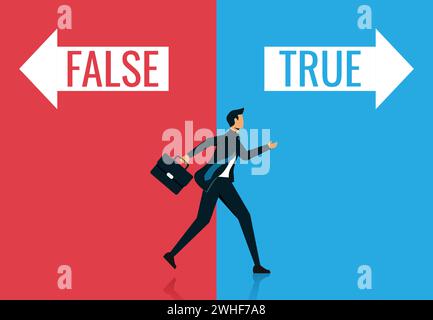 Sign direction with myth and fact vector illustration. 3d wooden ...
