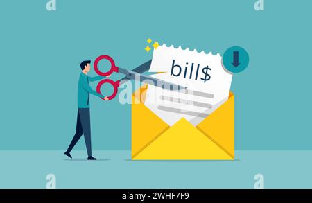 Cost reduction or cutting budget finance concept with scissors and ...