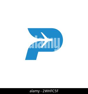 Initial P alphabet with a swoosh and airplane logo design. Suitable for ...