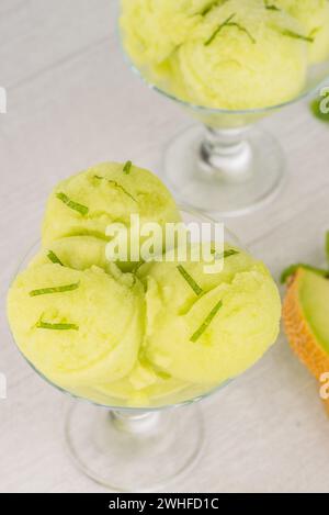 Melon flavored ice-cream Stock Photo - Alamy