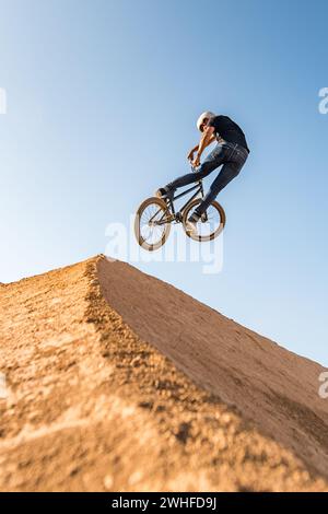 BMX Bike Stunt look back Stock Photo - Alamy