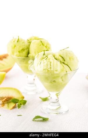 Melon flavored ice-cream Stock Photo - Alamy
