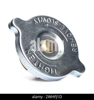 Radiator cap with warning label of a car Stock Photo - Alamy