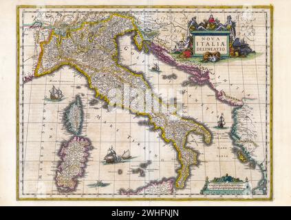 Map of Italy Willem and Johannes Joan Blaeu, ca 1640 Stock Photo - Alamy